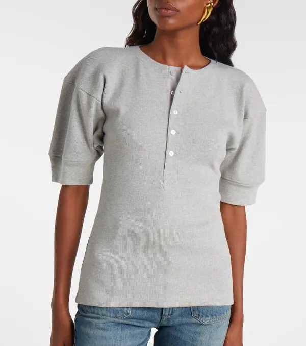 Victoria Beckham Cotton-blend Henley Shirt