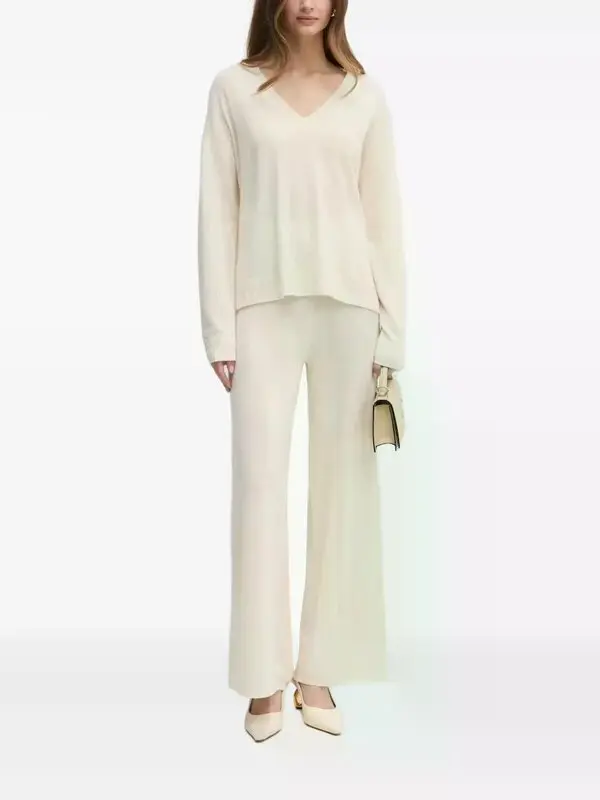 Liu Jo V-neck Long Sleeve Sweater - Neutrals