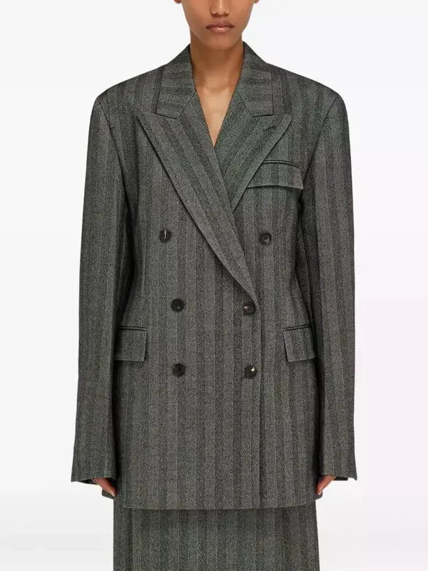 FERRAGAMO Chevron Pattern Double-breasted Coat