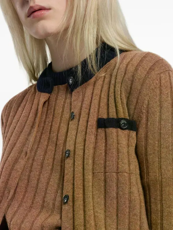 BARRIE Ribbed Cardigan With Contrast Trim