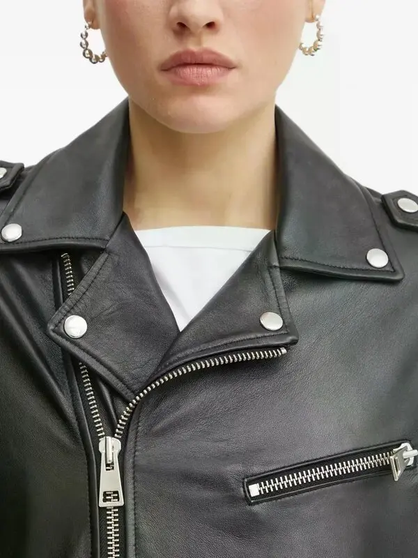 Liviana Conti Belted Leather Biker Jacket