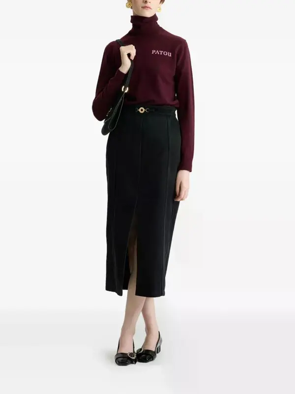 PATOU Jewel-waist Midi Skirt With Front Slit