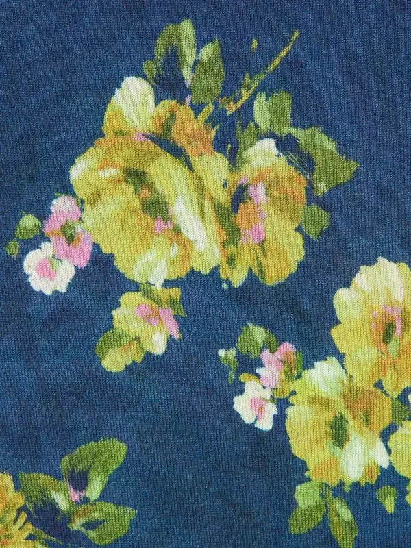 La DoubleJ Floral Print Crew Neck Sweater - Blue
