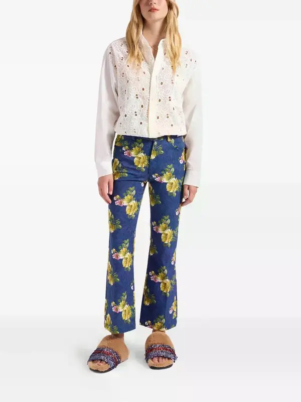 La DoubleJ Floral Print Flared Jeans