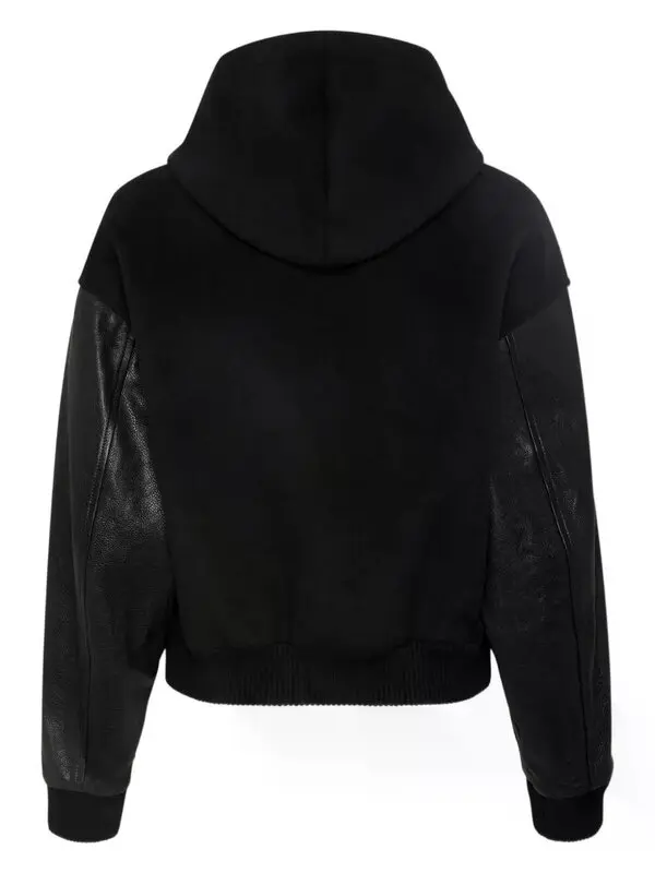 Dsquared2 Zip-up Hooded Jacket With Leather Sleeves