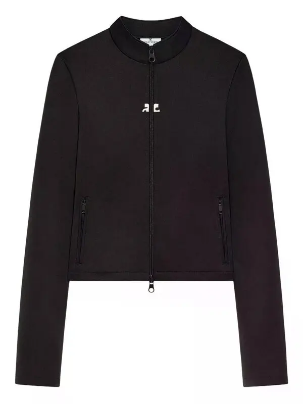 COURREGES Cropped Zip-up Jacket With Logo Patch - Black