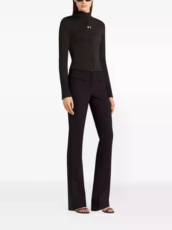 COURREGES Cropped Zip-up Jacket With Logo Patch - Black
