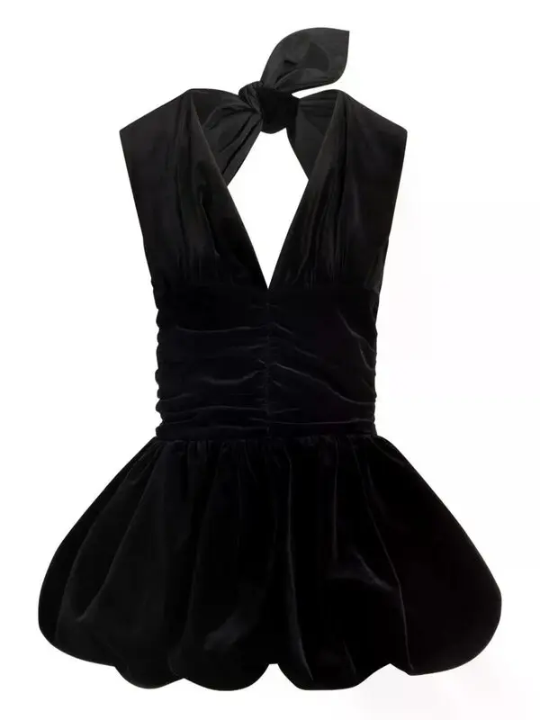 PATOU Velvet Bow Detail Mini Dress - Black