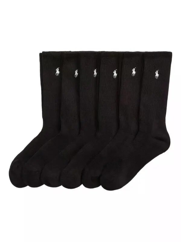Polo Ralph Lauren Polo Pony Motif Crew Socks Pack Of Six - Black