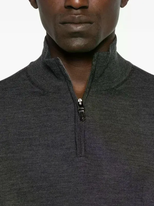 Canali Half-zip Wool Sweater - Grey
