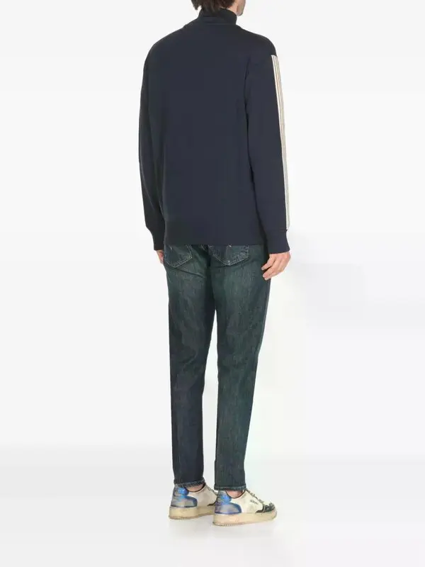 AUTRY Zip-up Cardigan With Striped Sleeves - Blue