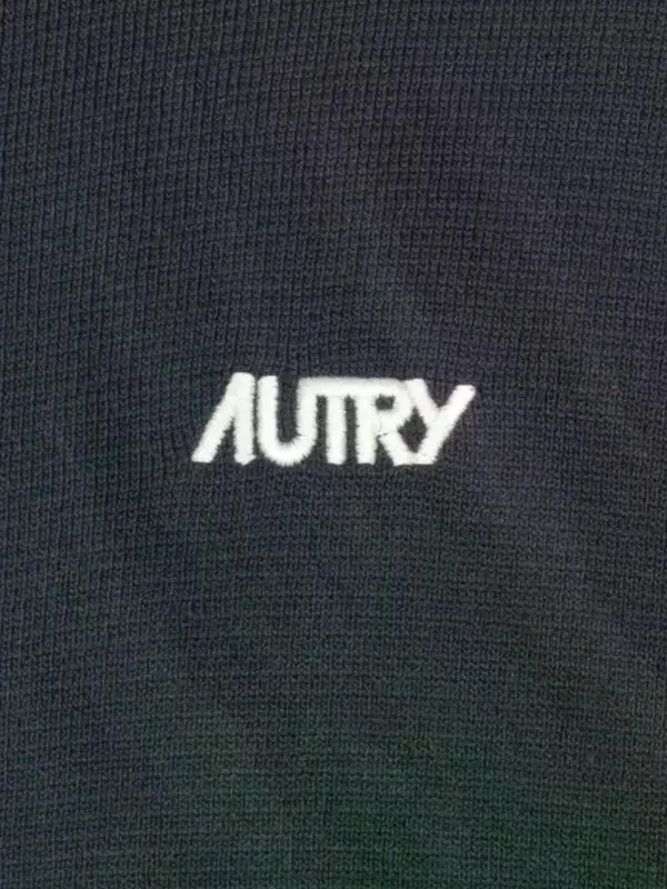 AUTRY Zip-up Cardigan With Striped Sleeves - Blue