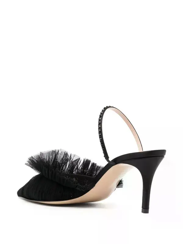 ANDREA WAZEN Satin And Tulle Embellished Stiletto Pumps