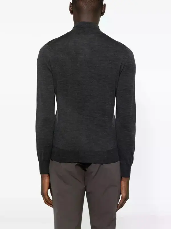 Canali Zip-front Wool Cardigan - Grey