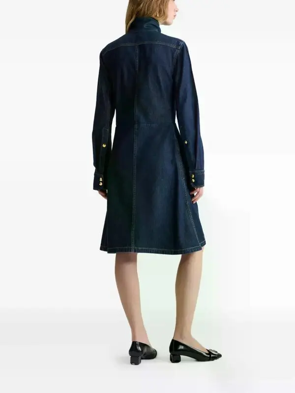 PATOU Scarf-collar Denim A-line Dress