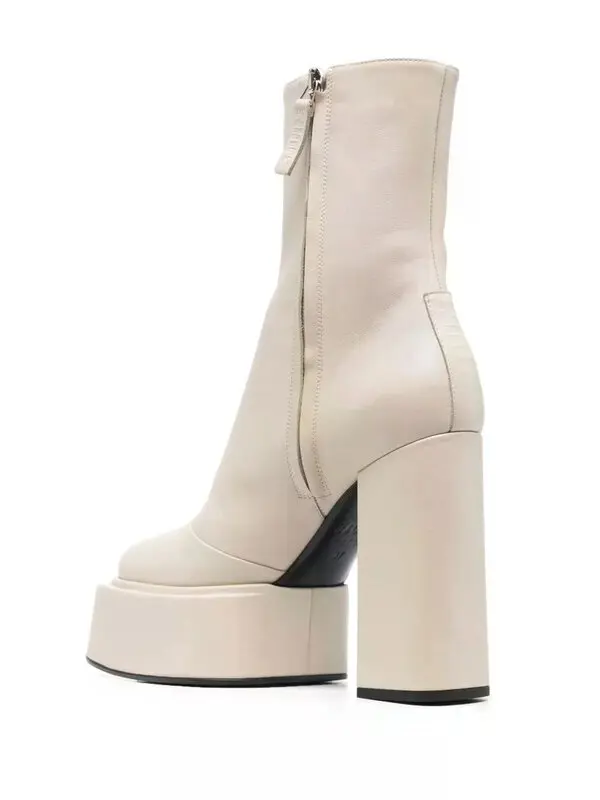3JUIN Calf Leather Platform Ankle Boots