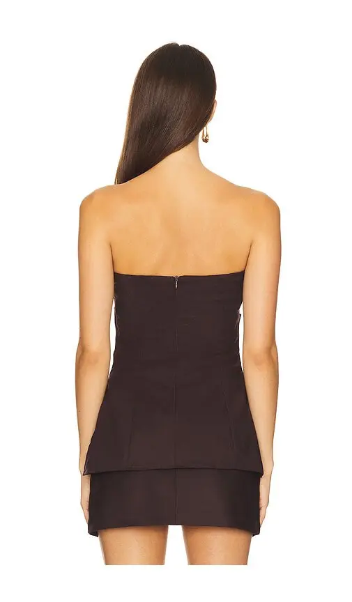 SNDYS. Longline Strapless Ruffled Top - Chocolate