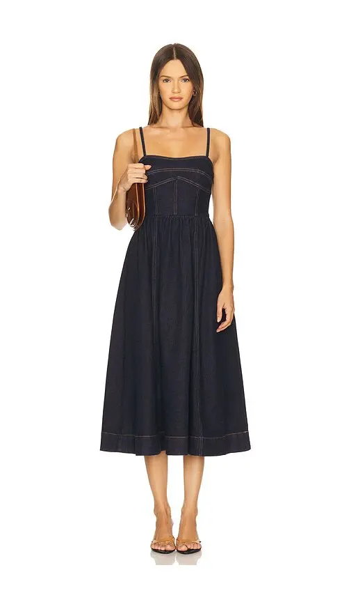 Susana Monaco Denim Corset Midi Dress - Navy