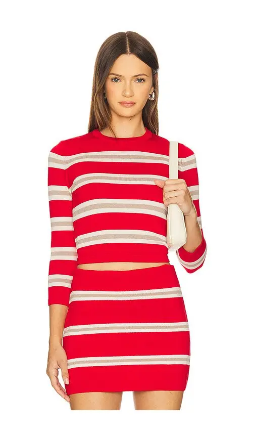 SEROYA Striped Knit Top - Red