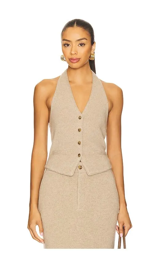 Guest In Residence Tailored Halter Vest - Taupe