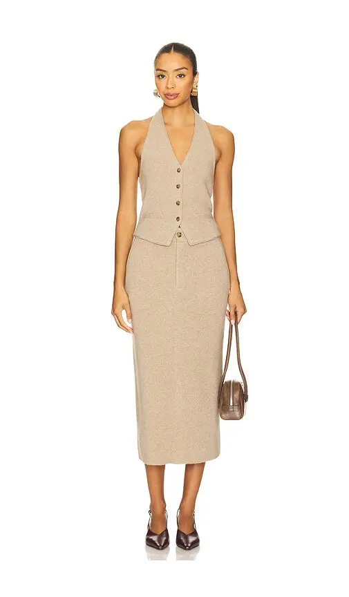 Guest In Residence Tailored Halter Vest - Taupe