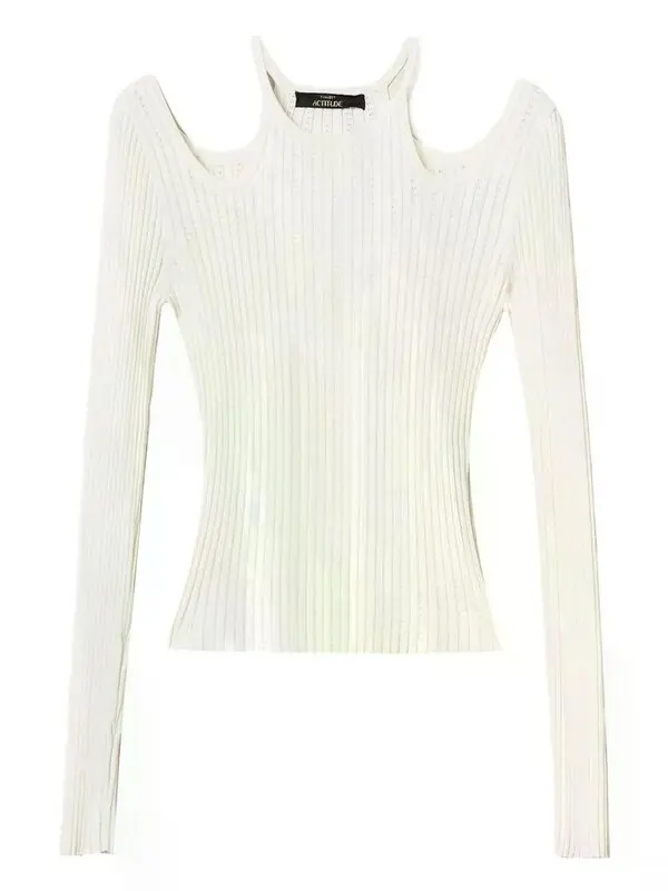 TWINSET Ribbed Cut-out Shoulder Sweater - Neutrals
