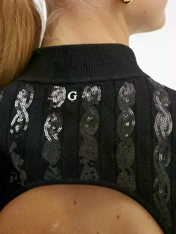 Guess Sequin-embellished High Neck Mini Dress