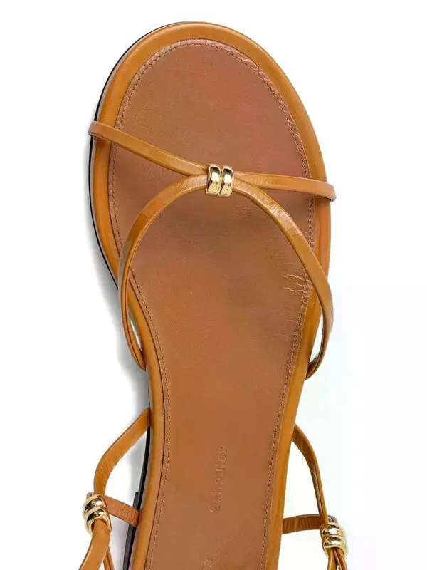 Proenza Schouler Leather Ankle Tie Sandals With Gold-tone Embellishments