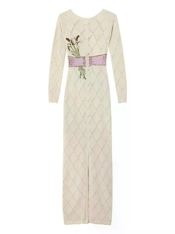 TWINSET X Marco Rambaldi Diamond-pattern Maxi Dress With Bow Motif