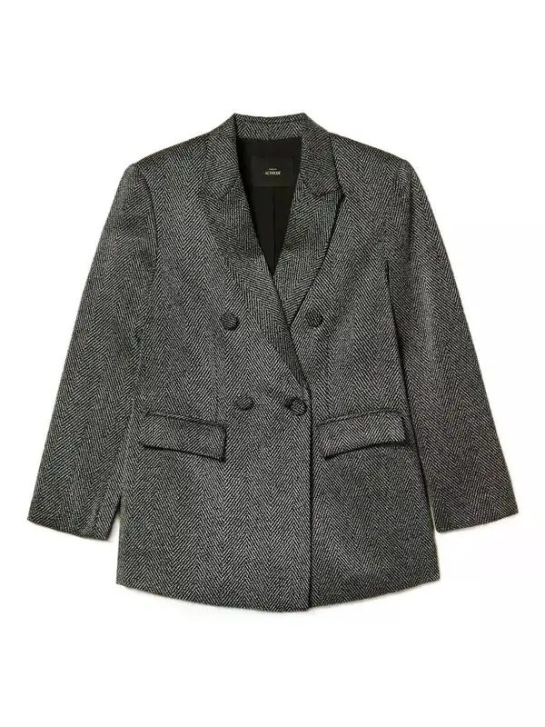TWINSET Herringbone Double-breasted Blazer - Grey