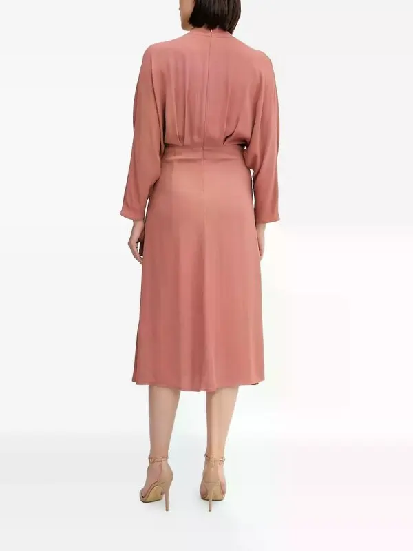 SANDRO FERRONE V-neck Gathered Midi Dress - Pink