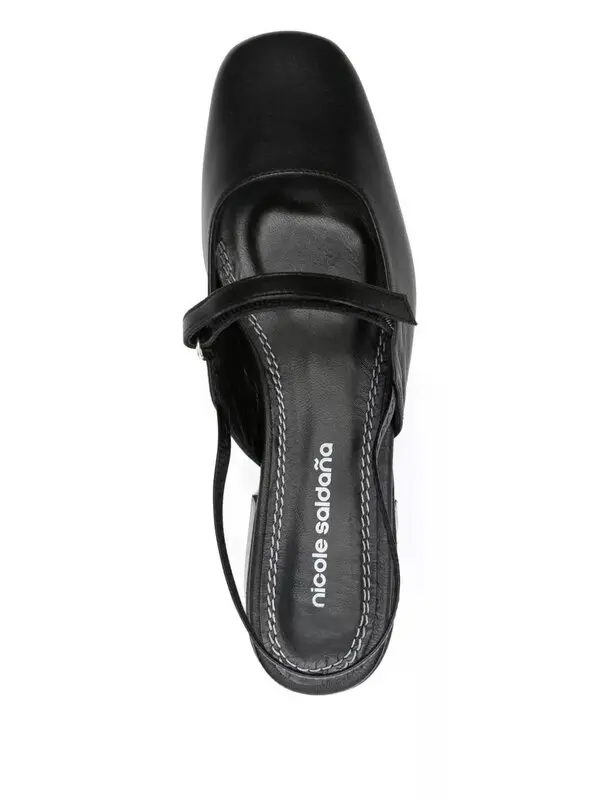 NICOLE SALDANA Poppy Slingback Block-heel Mules - Black