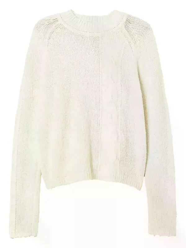 TWINSET Turtleneck Cable Knit Sweater - White