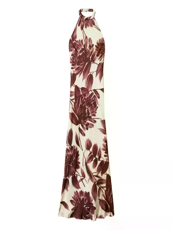 TWINSET Floral Print Halterneck Maxi Dress - Red
