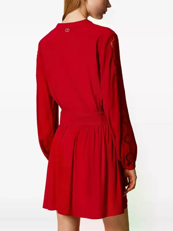 TWINSET Embroidered V-neck Mini Dress
