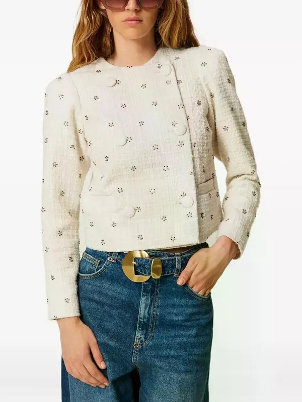 TWINSET Bouclé-texture Embellished Jacket