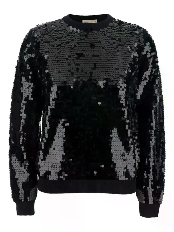 SEMICOUTURE Sequin Embellished Virgin Wool-cashmere Blend Sweater - Black