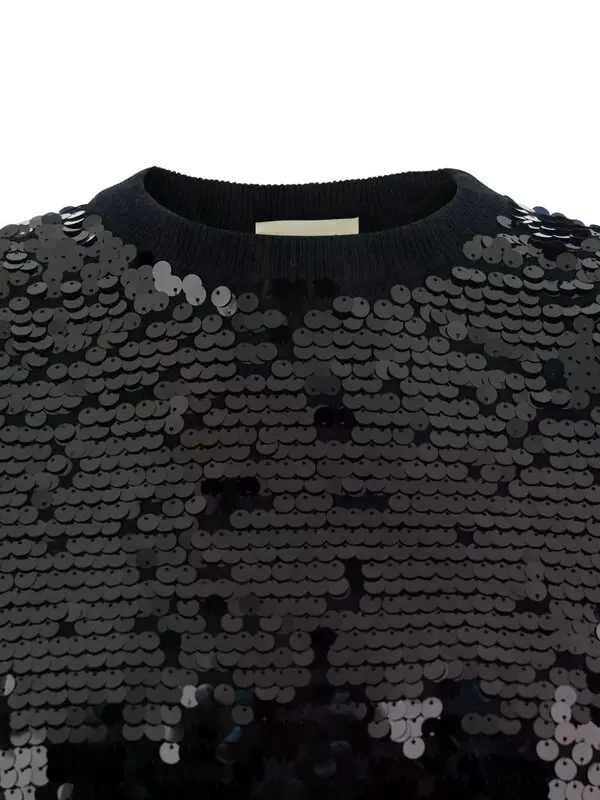 SEMICOUTURE Sequin Embellished Virgin Wool-cashmere Blend Sweater - Black