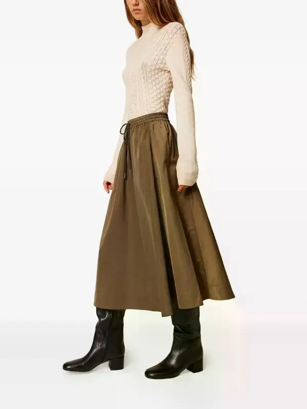 TWINSET Drawstring Waist Midi Skirt - Green