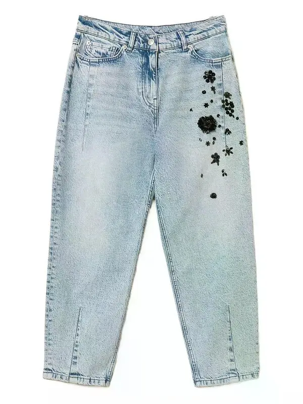 TWINSET Sequined Embroidered Denim Jeans