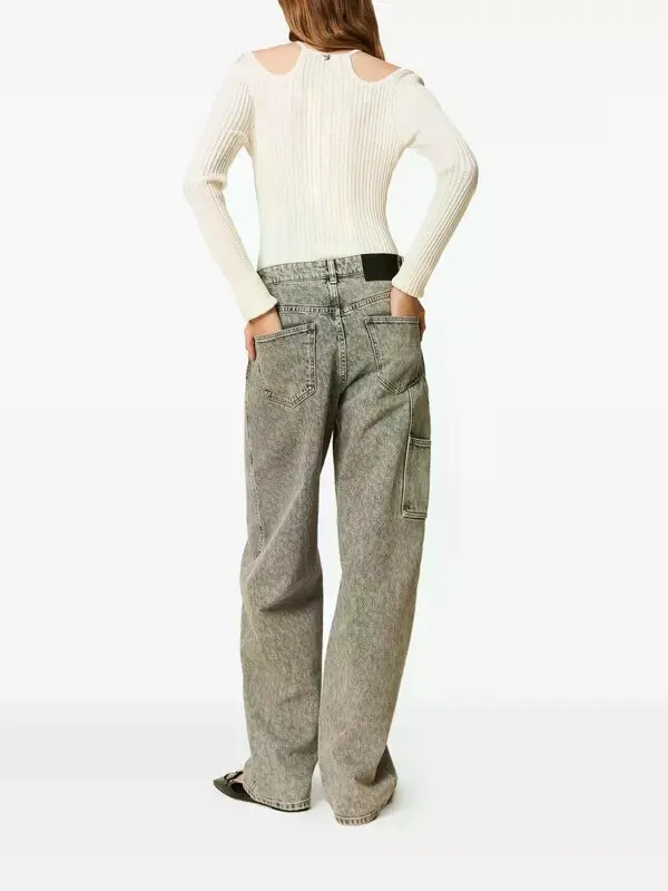 TWINSET Utility Pocket Logo Patch Jeans - Grey