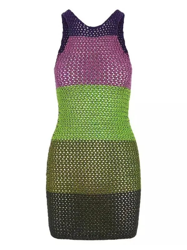 AGR Striped Crochet Mini Dress