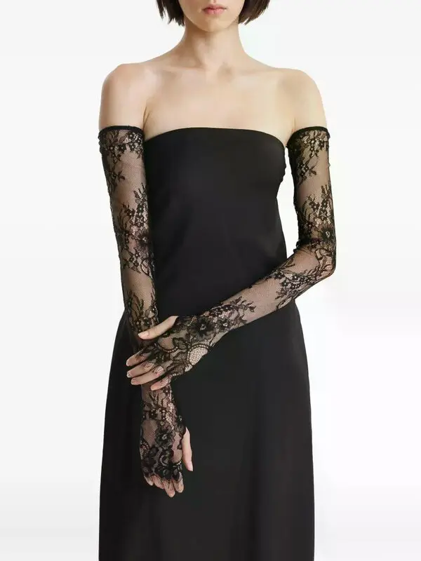 2310 STUDIO Floral-lace Gloves - Black