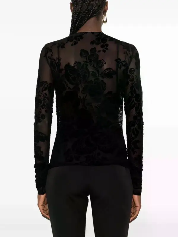 Pinko Floral Print Sheer Long Sleeve Top