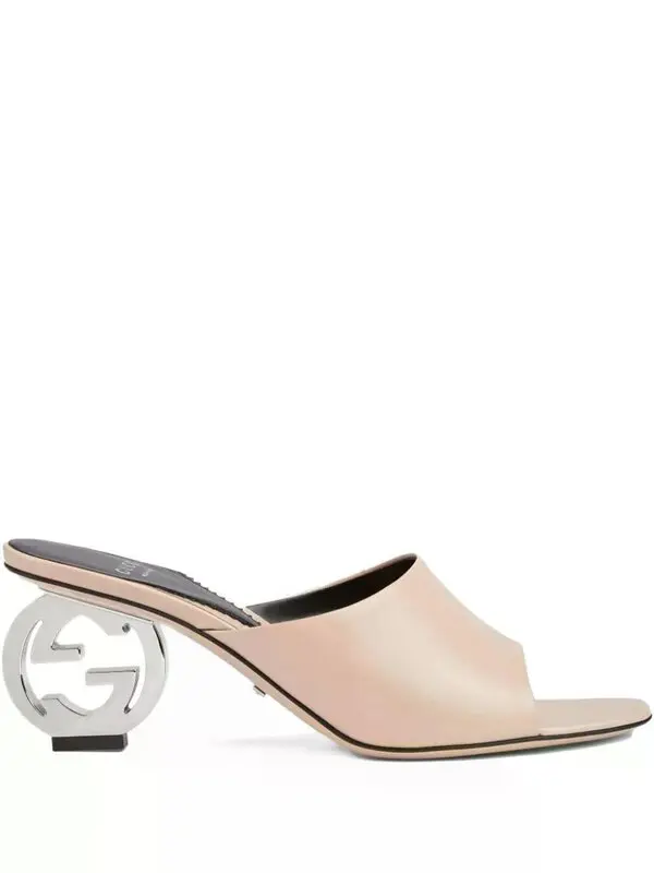 Gucci 70mm Gg Signature Interlocking G Heel Sandals - Neutrals