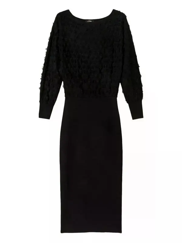 TWINSET Textured-fringe Midi Dress - Black