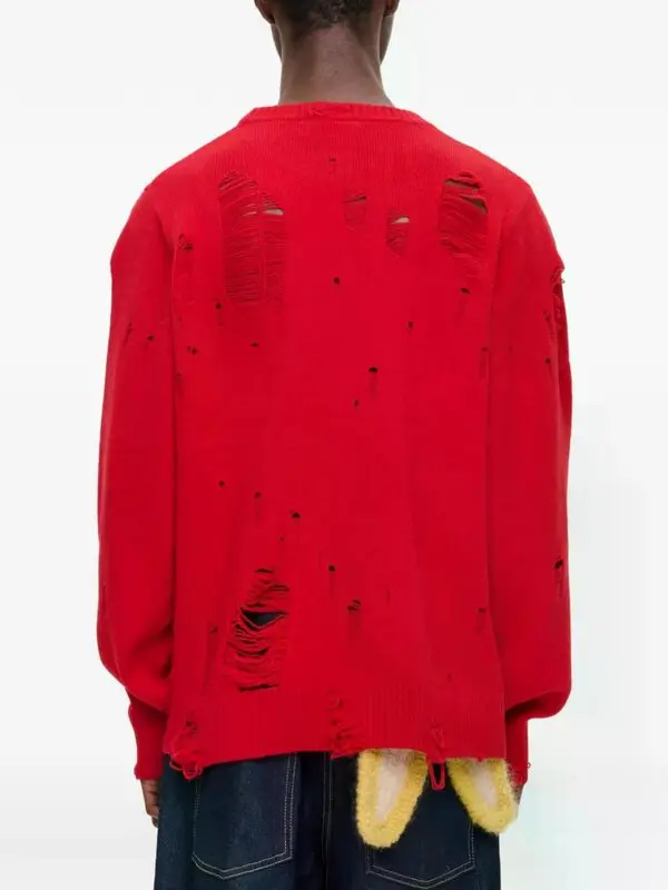 CHARLES JEFFREY Distressed Long Sleeve Sweater