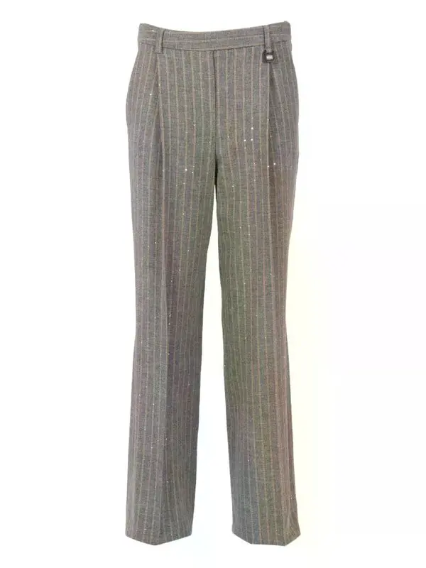 Lorena Antoniazzi Sequin-embellished Pinstriped Trousers