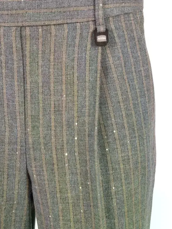 Lorena Antoniazzi Sequin-embellished Pinstriped Trousers