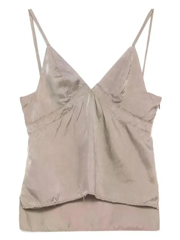 FEDERICO CINA Taupe V-neck Spaghetti Strap Top - Grey